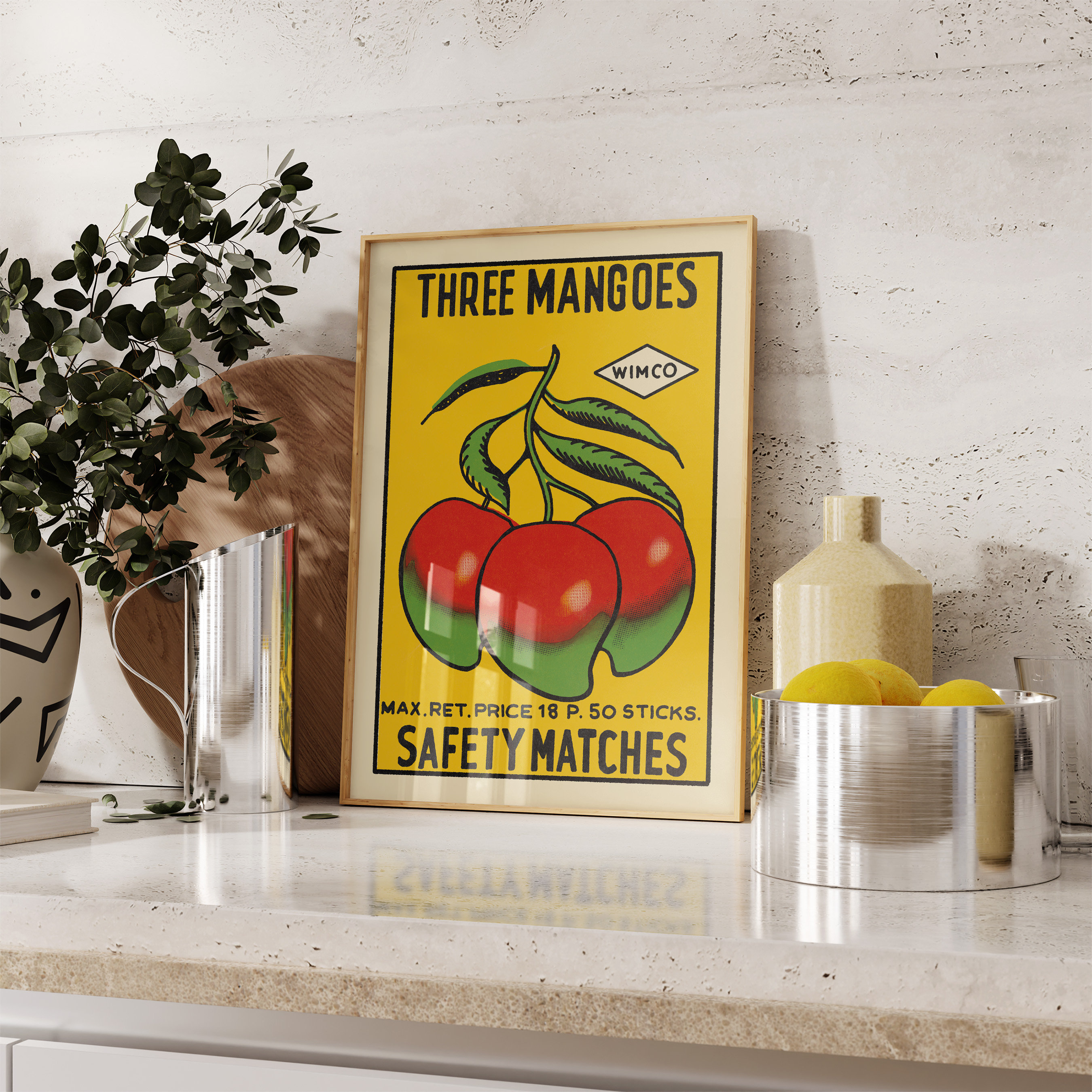 Retro Mangoes Matchbox Poster • Vintage India Art Print • Sizes 8x12 ...