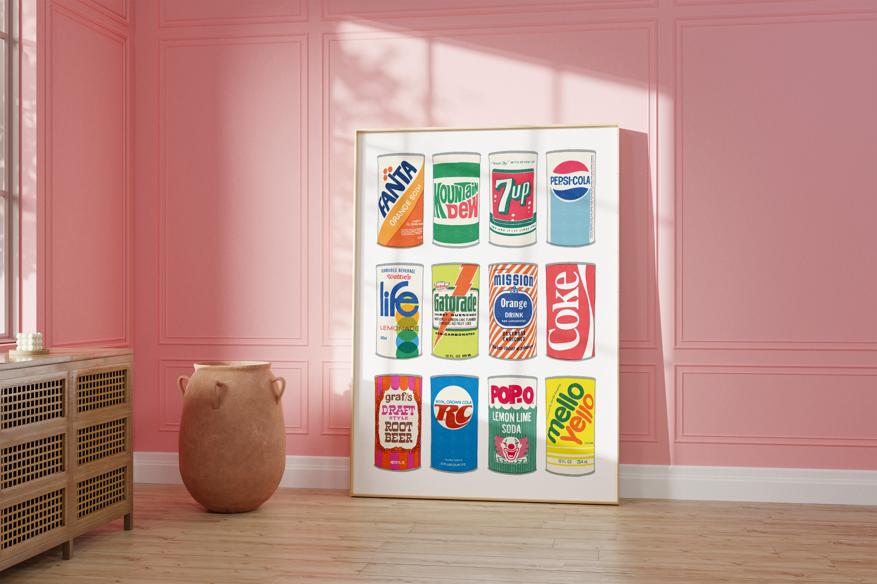 Cans of Vintage Soda Poster food Prints, Vintage Poster, Vintage Art ...