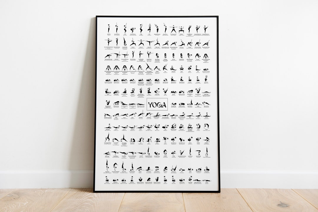 Yoga Poster • 156 Classic Yoga Poses, yoga Wall Art, Yoga Poses Art ...