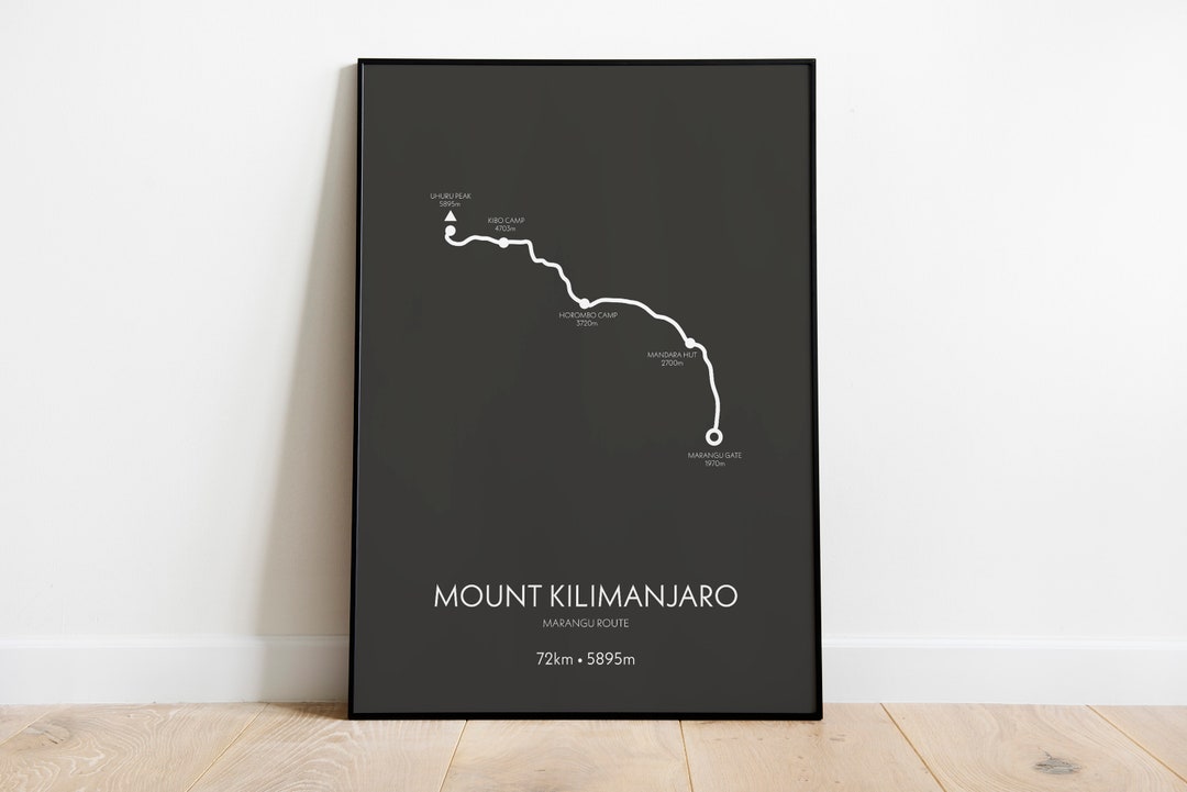 Kilimanjaro Marangu Trail Print, Hiking Gifts, Mountain Print, Hiking ...