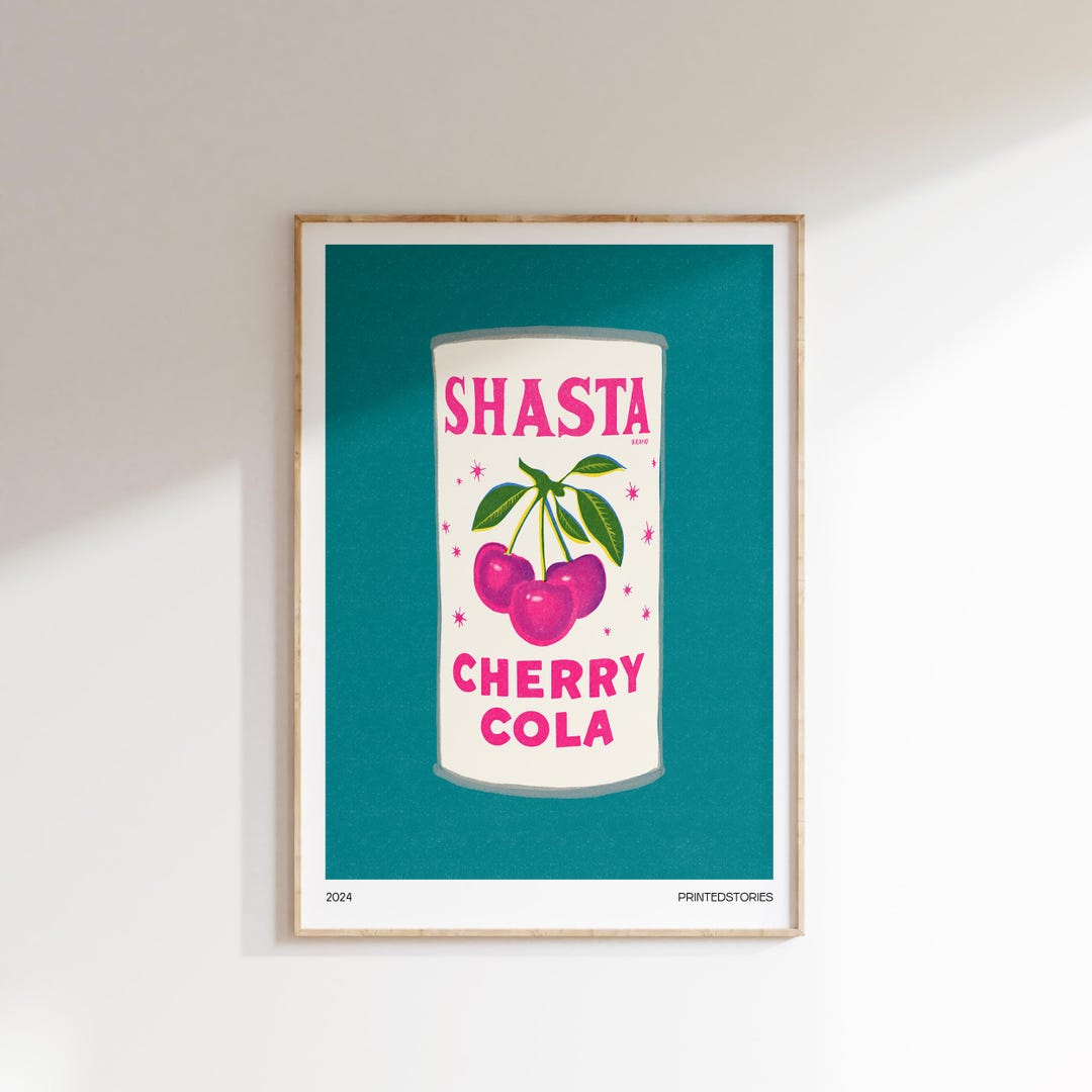 Cherry Cola Vintage Soda Can Poster • Retro Kitchen Wall Art Print ...