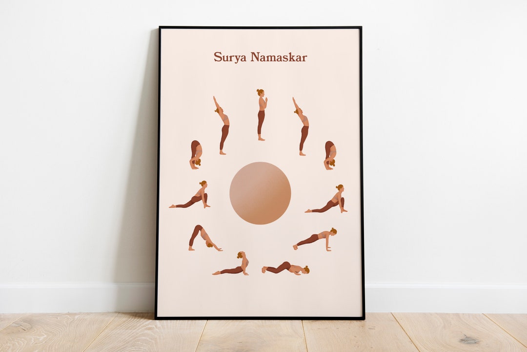 Sun Salutation Poster • Yoga Poster, Yoga Wall Art, Yoga Poses Poster ...