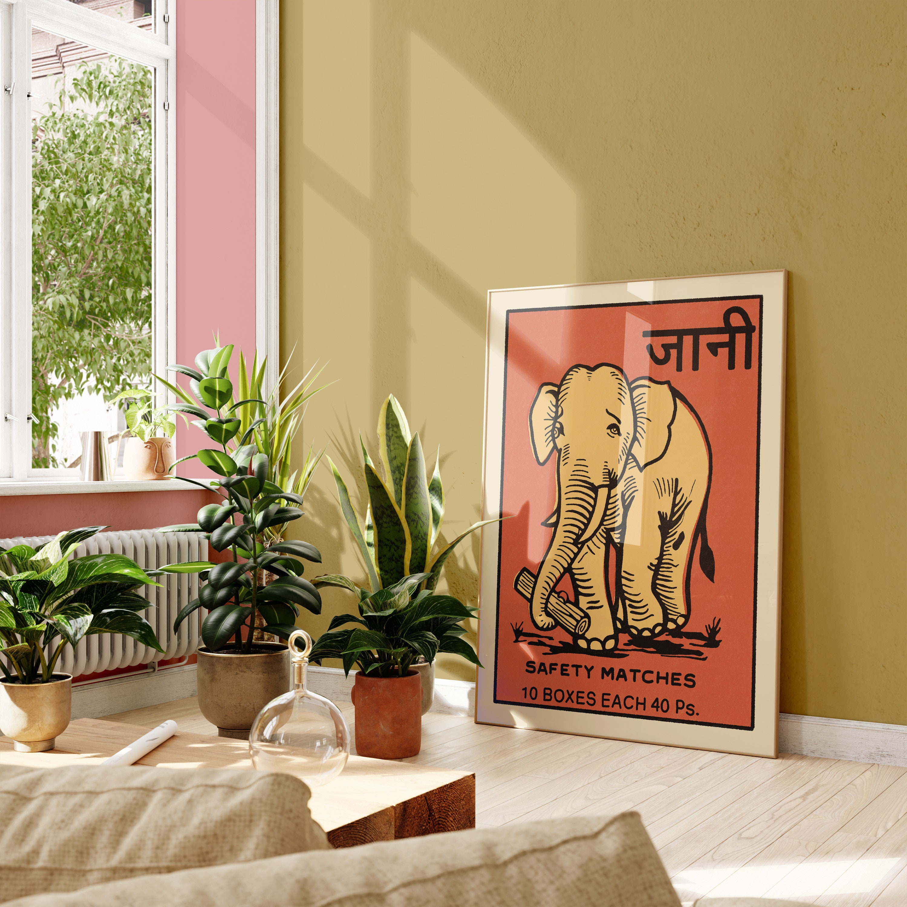 Retro Indian Matchbox Poster Elephant Vintage Matchbox Poster, Colorful ...