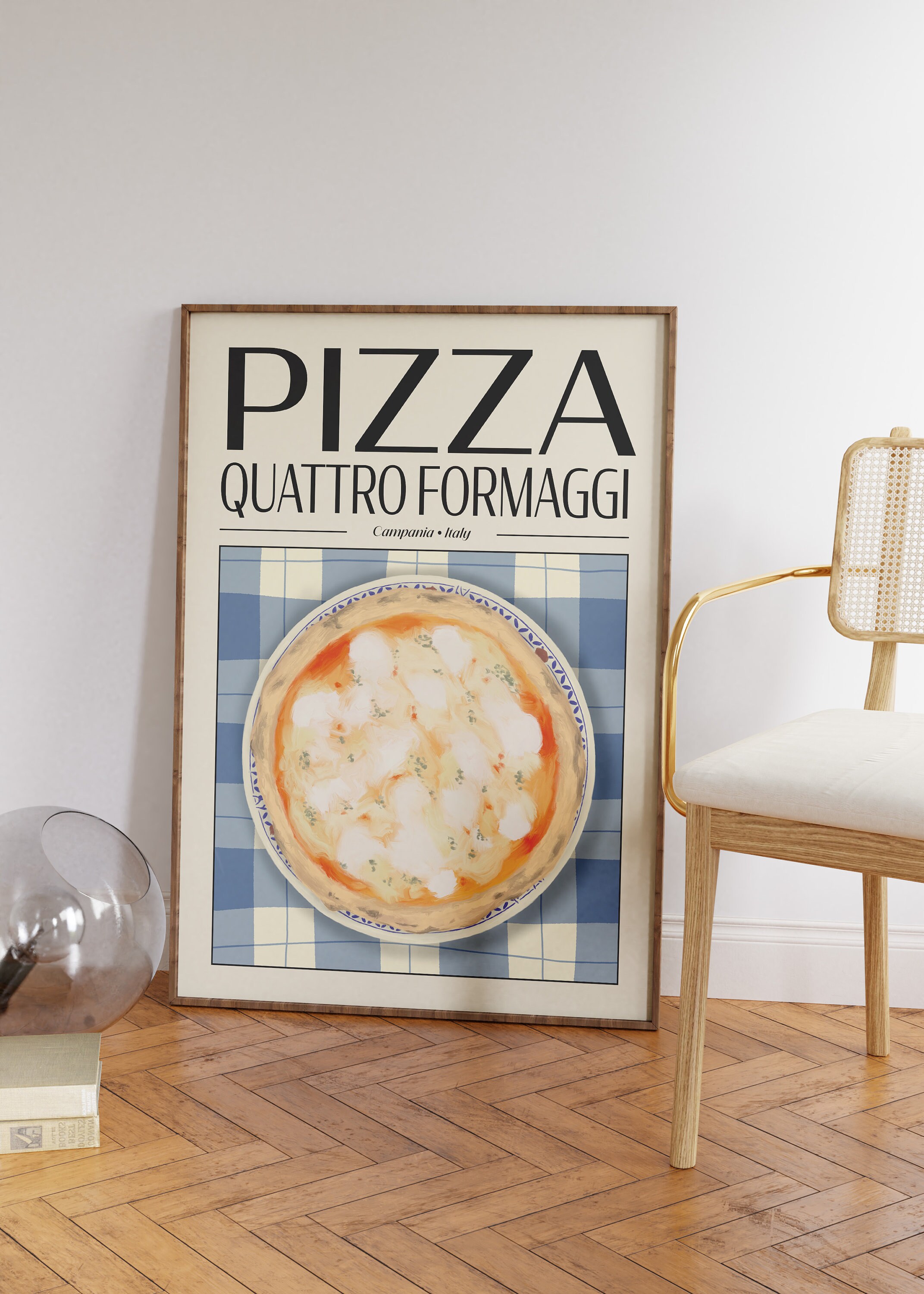 Pizza Quattro Formaggi Poster • Retro Food Art Print - Etsy