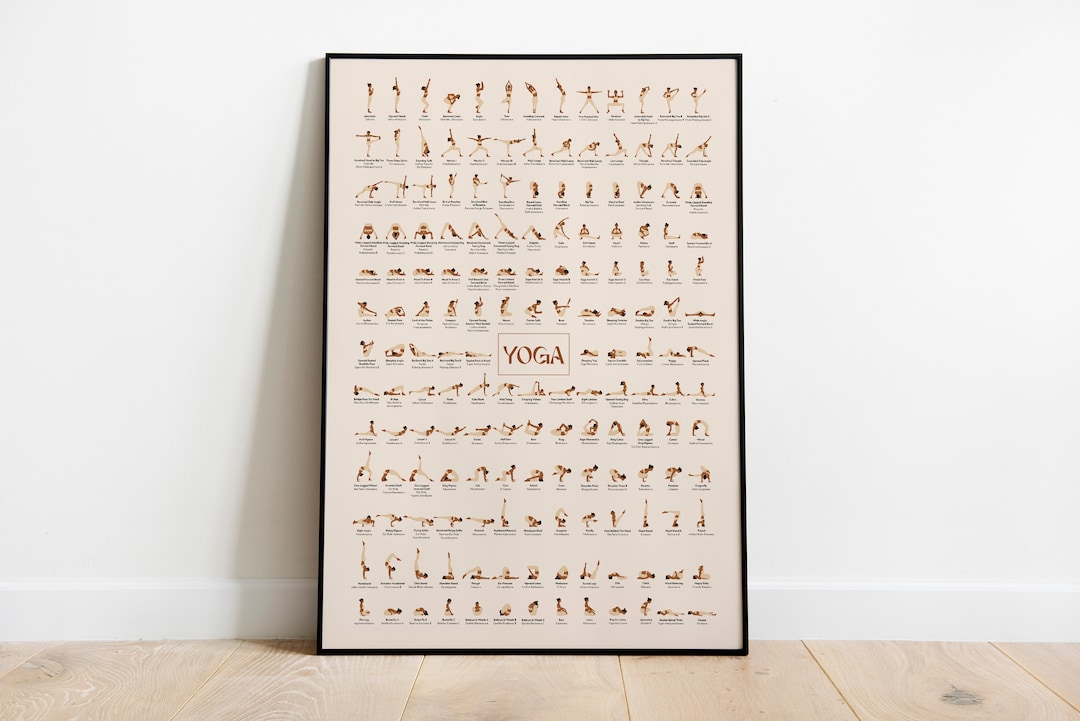 Yoga Poster • Dark Skin • 156 Classic Yoga Poses Wall Art • Sizes 16x20 ...