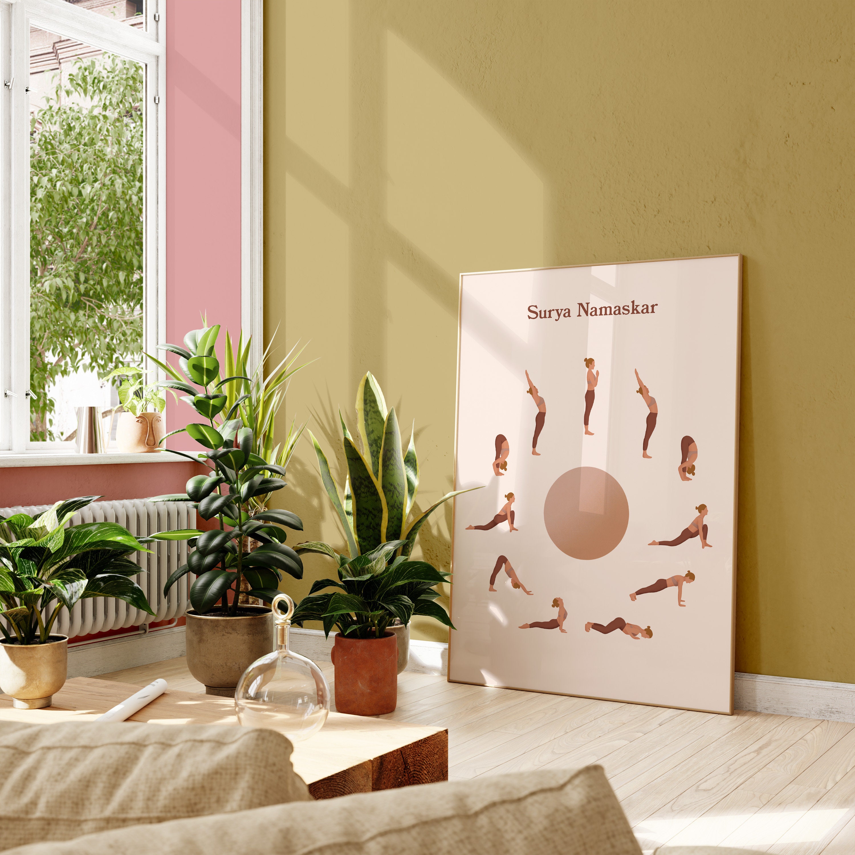 Sun Salutation Poster, Yoga Poster, Yoga Wall Art, Yoga Poses Poster ...