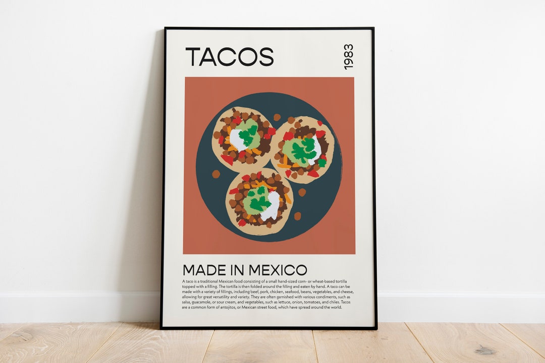 Tacos Poster, Food Art, Food Print, Modern Kitchen Decor, Food Poster ...