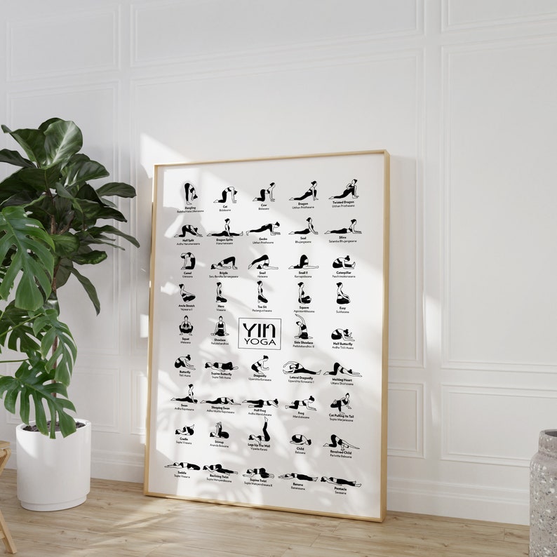 Yin Yoga Poster 44 Classic Yin Yoga Poses, Yoga Wall Art, Yoga Poses ...