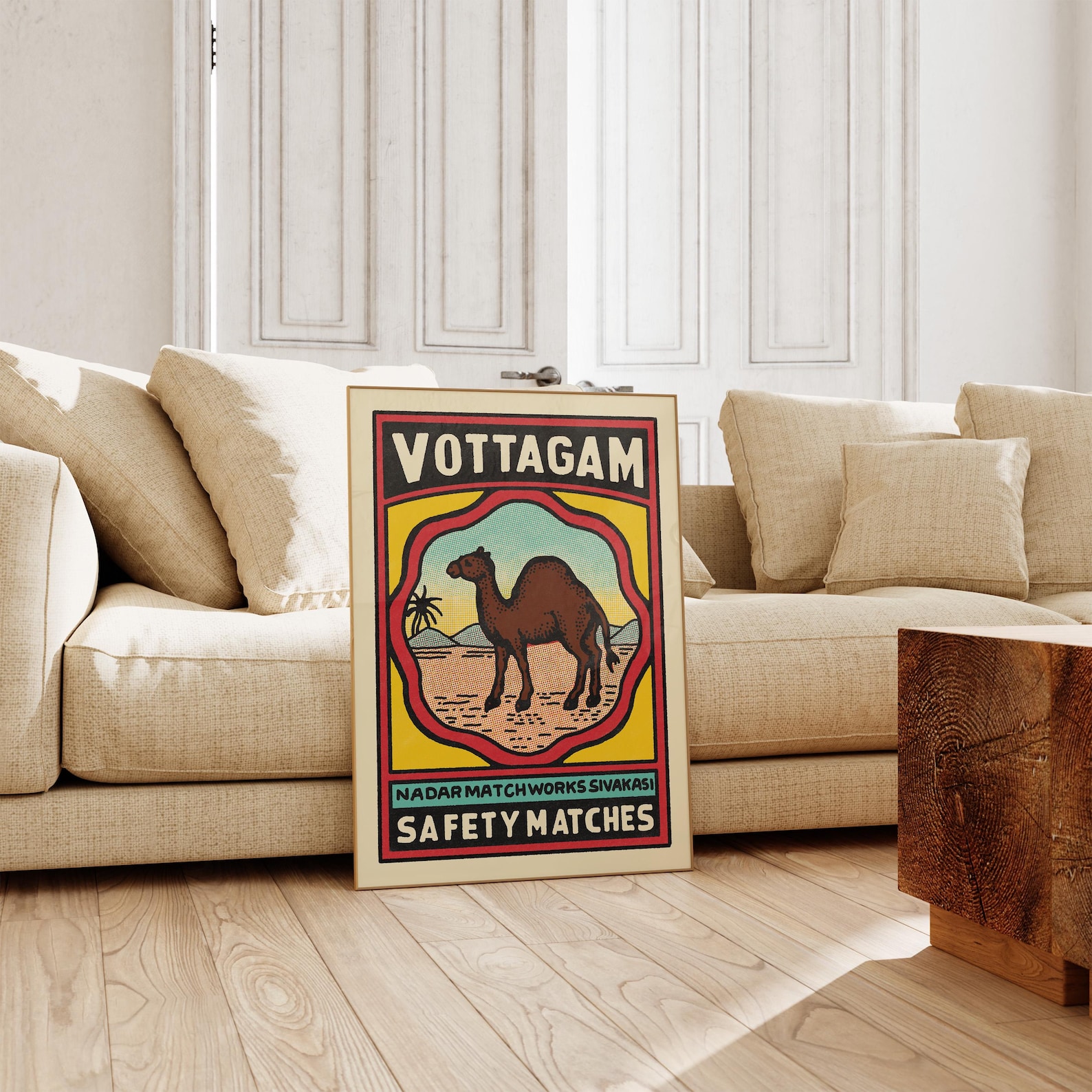 Retro Camel Matchbox Poster • Vintage India Art Print • Sizes 8x12 ...