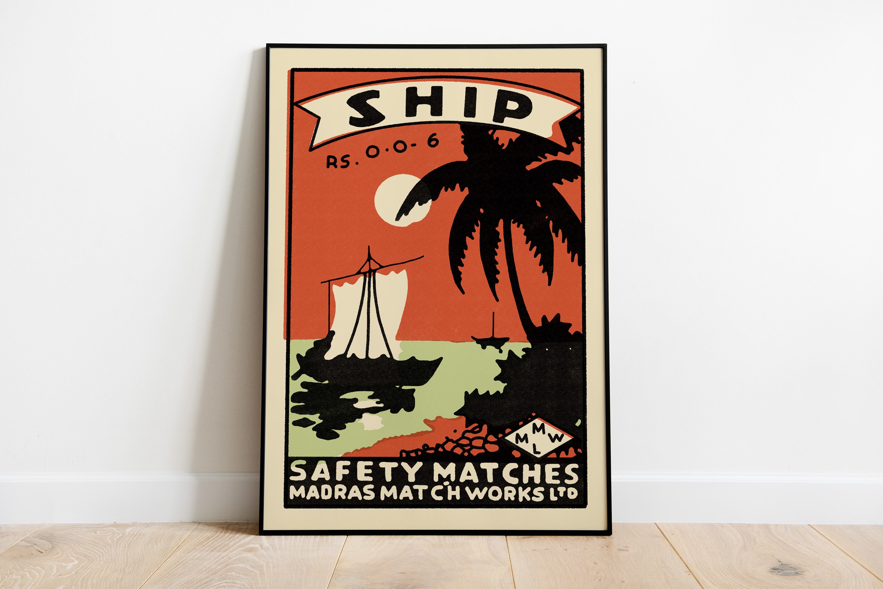Retro Indian Matchbox Poster Ship Vintage Matchbox Poster, Colorful Art ...