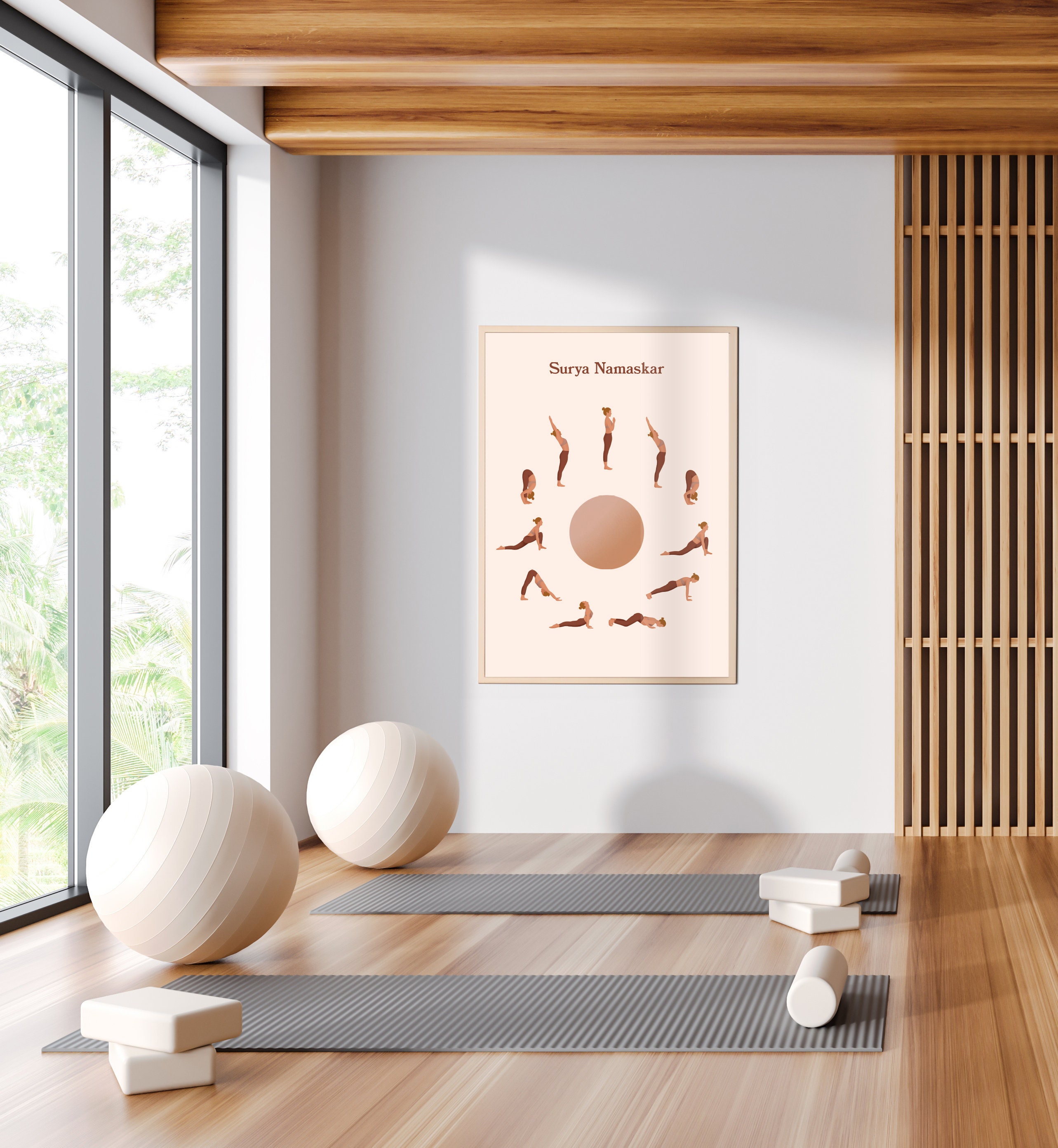 Sun Salutation Poster, Yoga Poster, Yoga Wall Art, Yoga Poses Poster ...