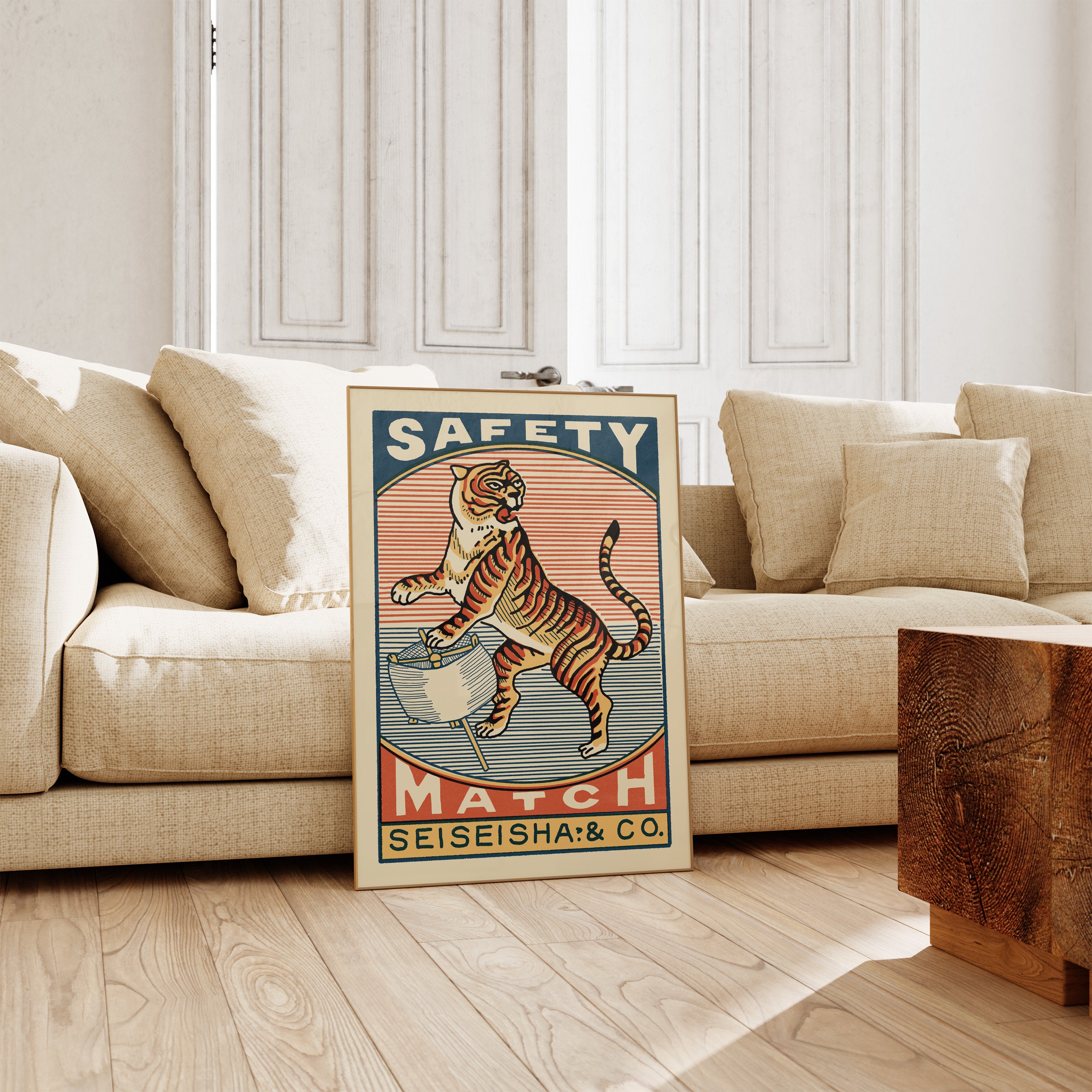 Retro Indian Matchbox Poster Tiger Vintage Matchbox Poster, Colorful ...