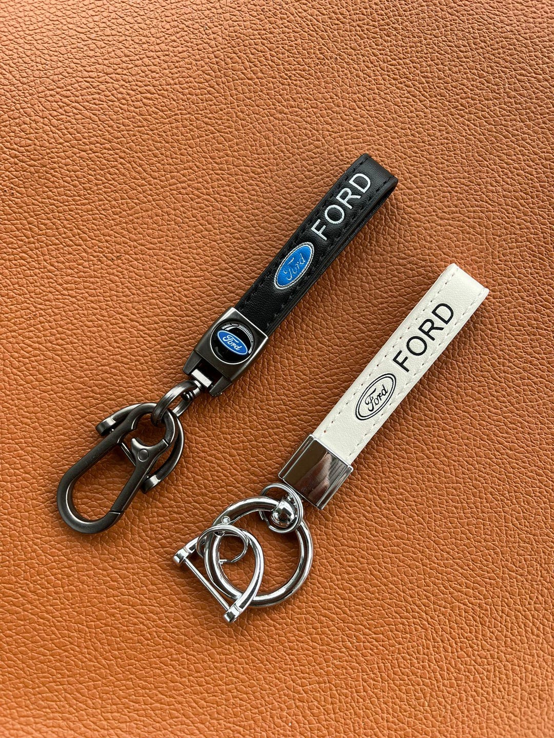 Ford Keychain in Leather Compatible Fusion F150 F250 F350 F450 Edge ...