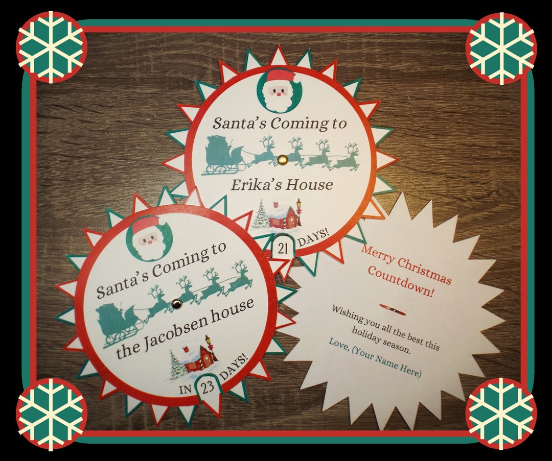 Santa’s Coming Christmas Countdown Wheel, A Printable Editable Template ...