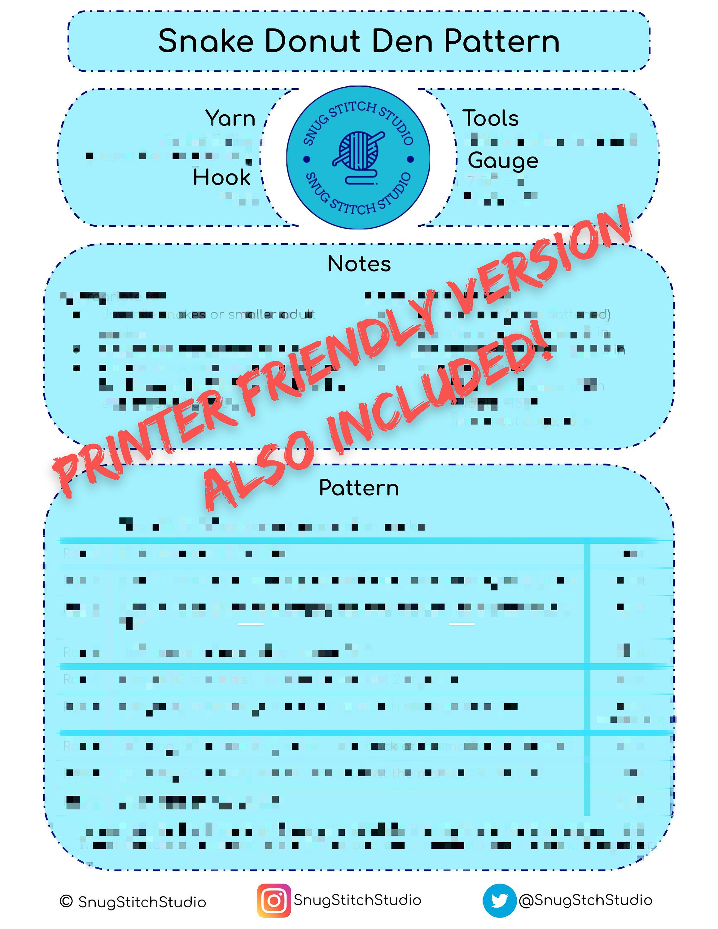 Donut Den Crochet Pattern Large Snake Hide - Etsy