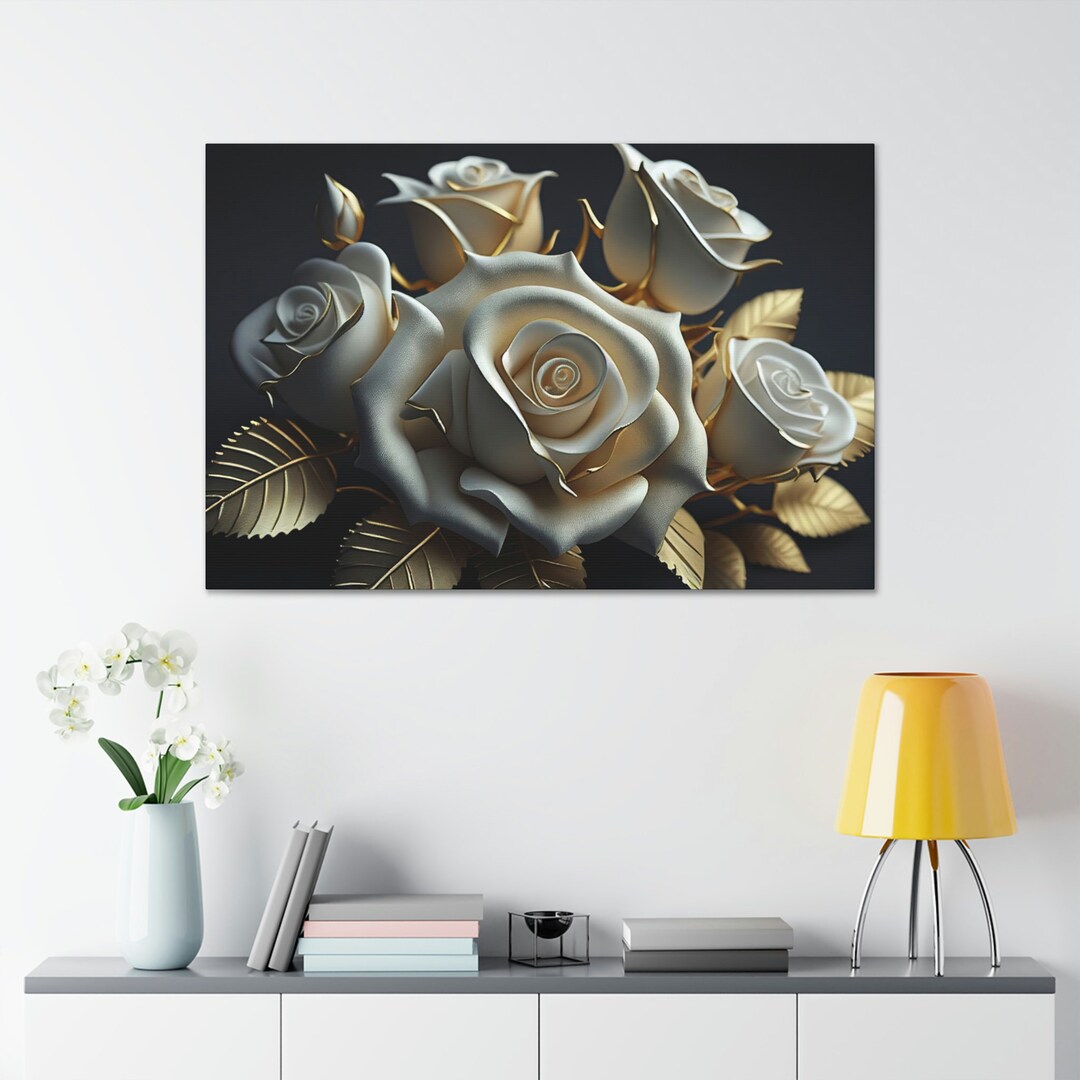 Beautiful White Roses, Gorgeous Wall Canvas, Great Gift Idea - Etsy