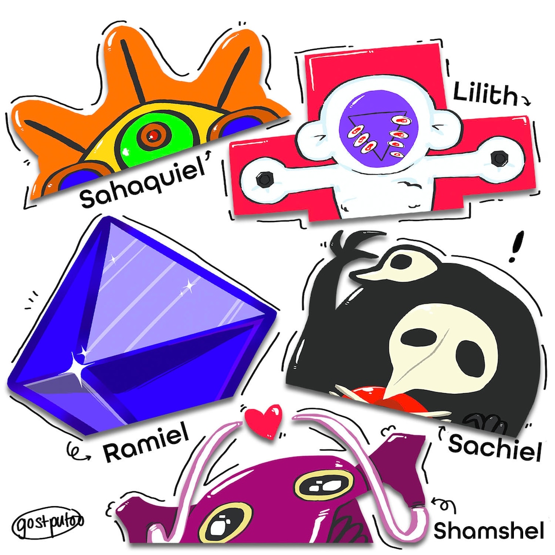 NGE Angels 4 Peeker Vinyl Sticker Neon Genesis Evangelion Laptop ...