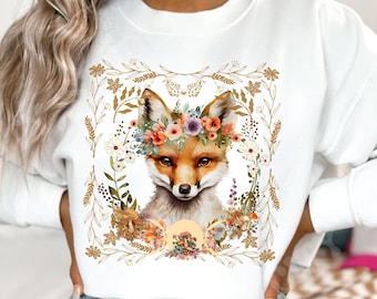 Cozy Cute Fox Cottagecore Sweatshirt, Vintage Forest Witch Aesthetic ...