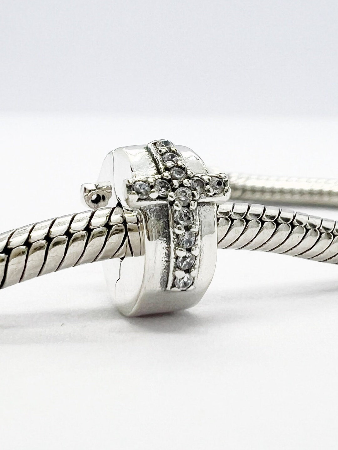 Cross Crucifix Clip Charm Spacer Stopper Jesus Religious With Cubic ...