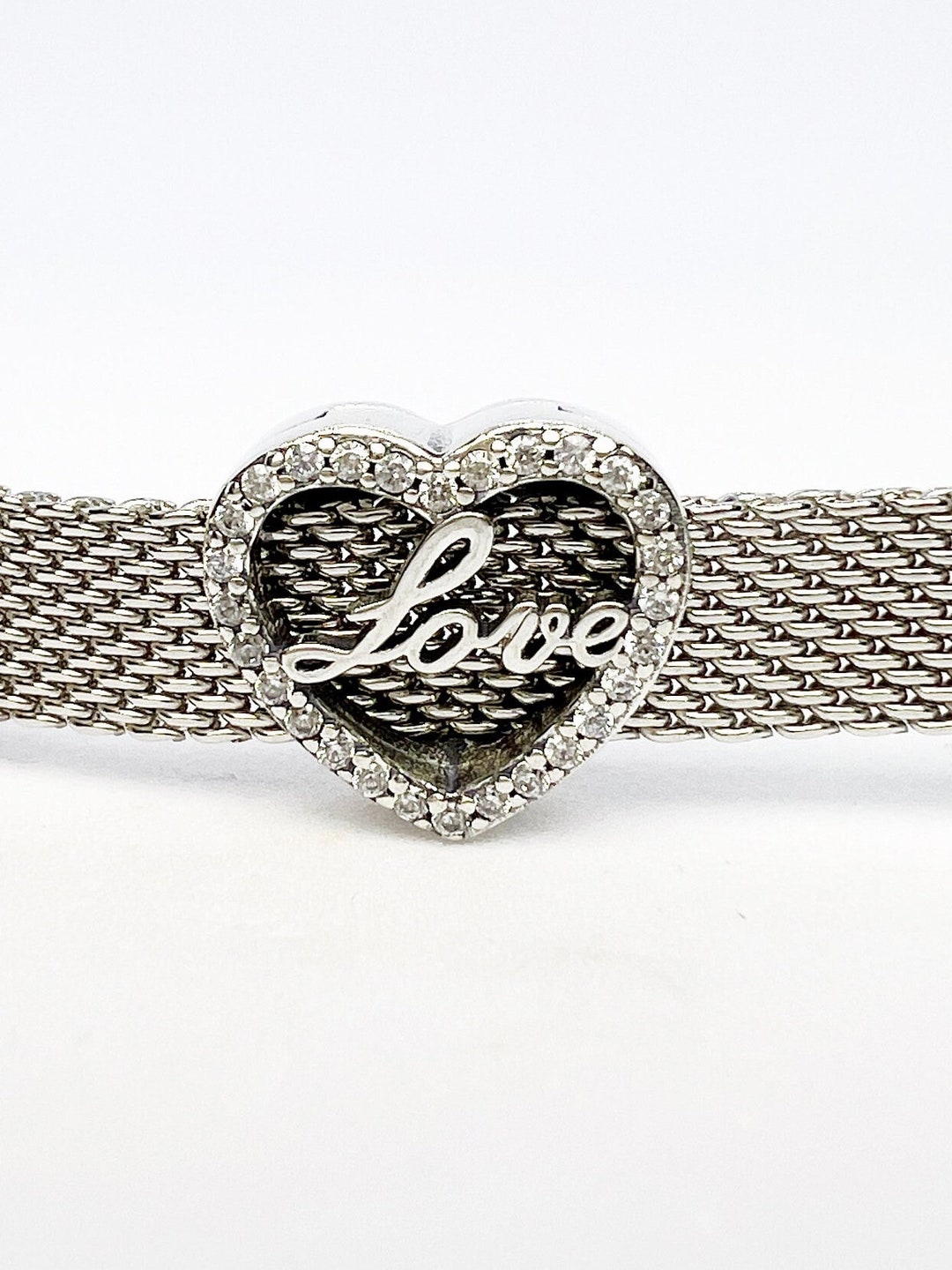 Love Heart Clip Charm Bead Compatible With Pandora Reflexions Mesh ...