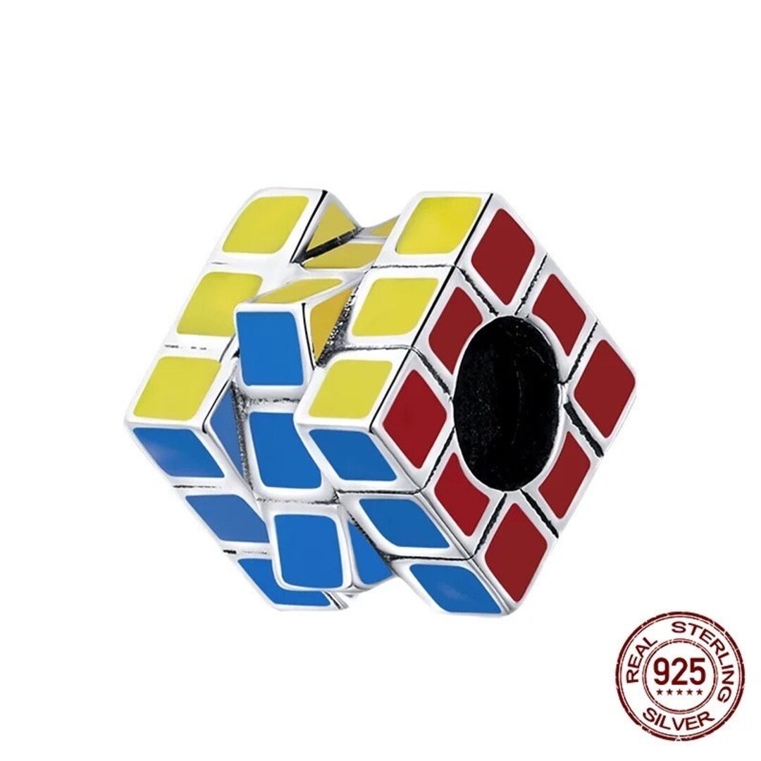 Rubik's Cube Charm Bead Retro Compatible With Pandora Bracelets Genuine ...