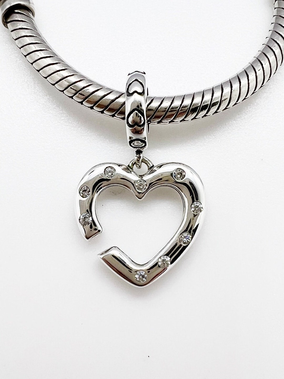 Open Love Heart Dangle Charm Compatible With Pandora Bracelets Genuine ...