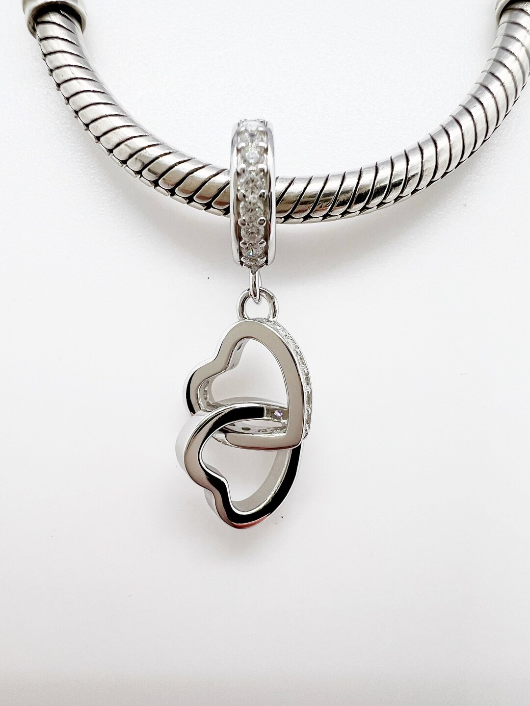 Interlocking Love Hearts Dangle Charm Compatible With Pandora Bracelets ...
