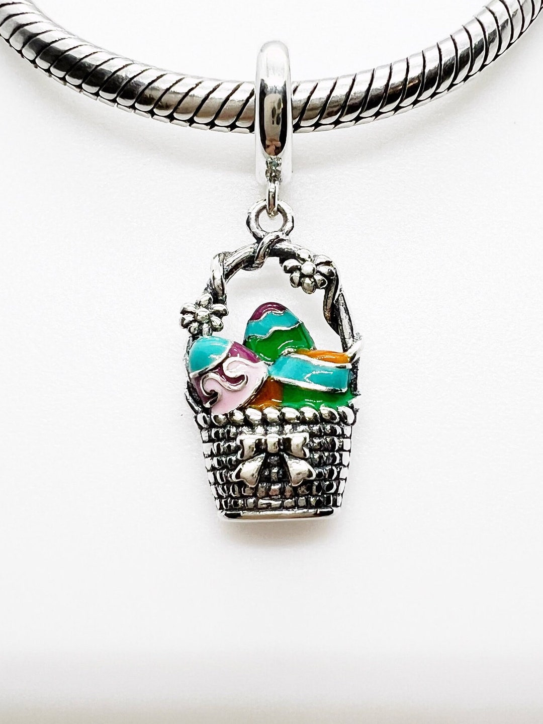 Easter Egg Basket Dangle Charm Compatible With Pandora Bracelets ...