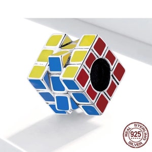 Rubik's Cube Charm Bead Retro Compatible With Pandora Bracelets Genuine ...