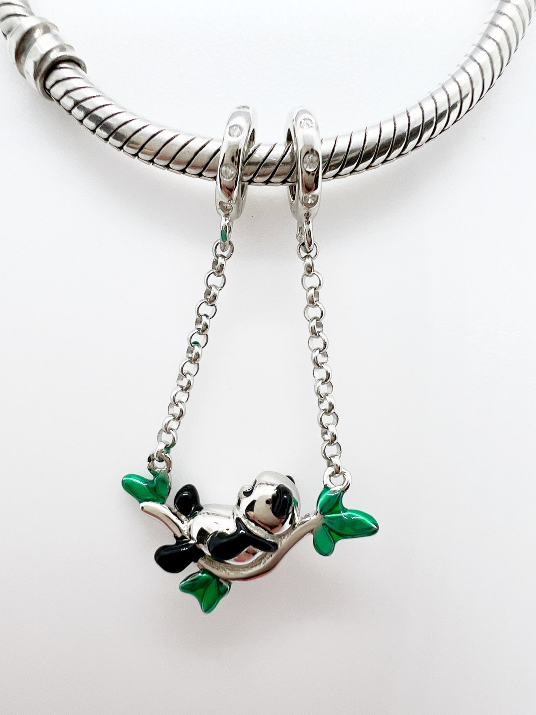 Cute Panda Dangle Charm Hanging Bamboo Compatible With Pandora ...