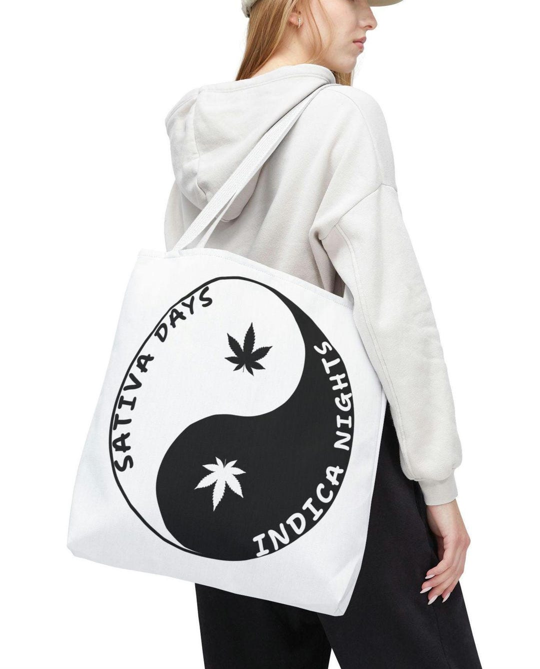 Ying Yang Weed Leaf Tote Bag, 420 Friendly Design, Everyday Cannabis ...