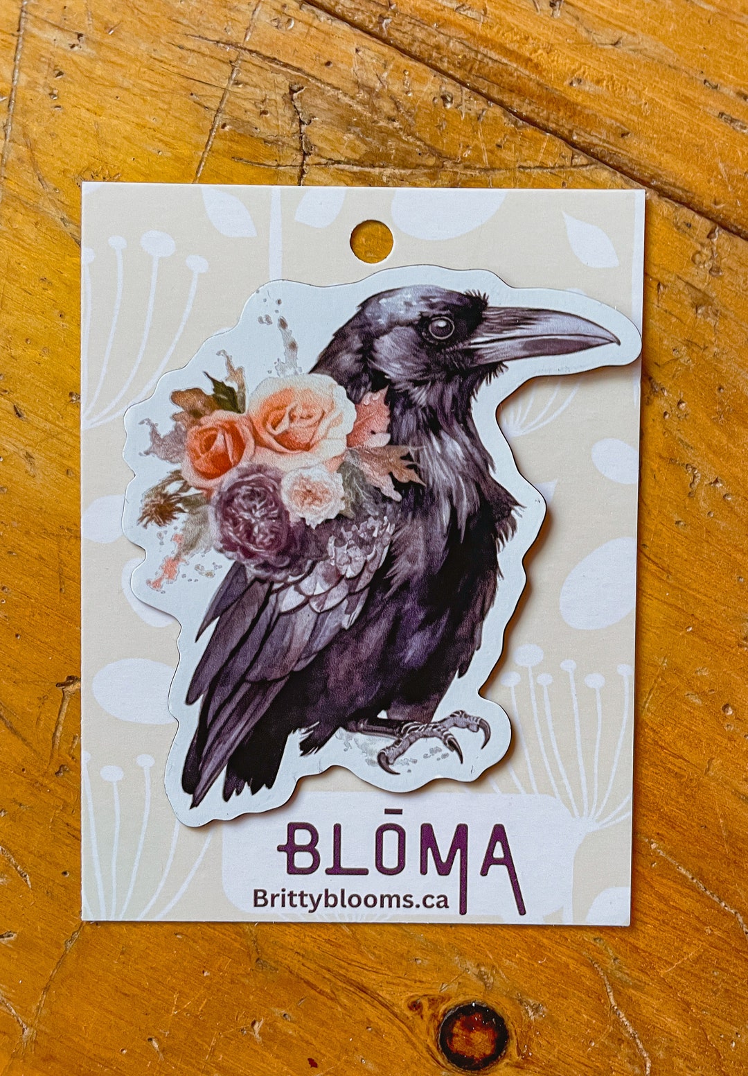 Magnet/ Fridge Magnet/ Black Raven Floral Magnet/ Forest Animals/ Raven ...