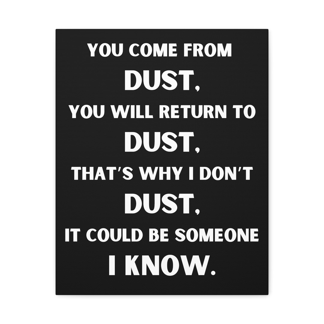 You Come From Dust, You Will Return to Dust, That's Why I Don't Dust ...