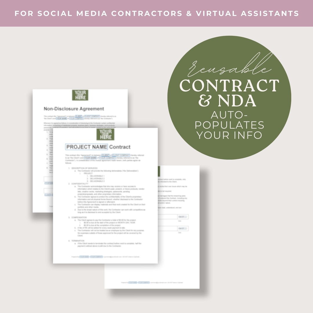 Contractor Project CONTRACT & NDA (auto-populates Fields) • VA • Social ...