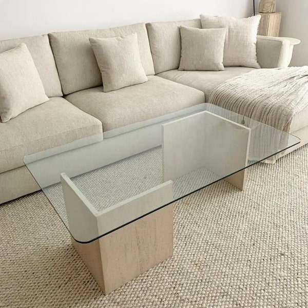 Stone and Glass Coffee Table - Etsy