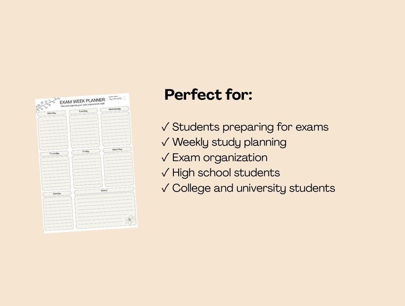 Exam Week Planner Printable, Weekly Exam Study Planner PDF, Exam ...