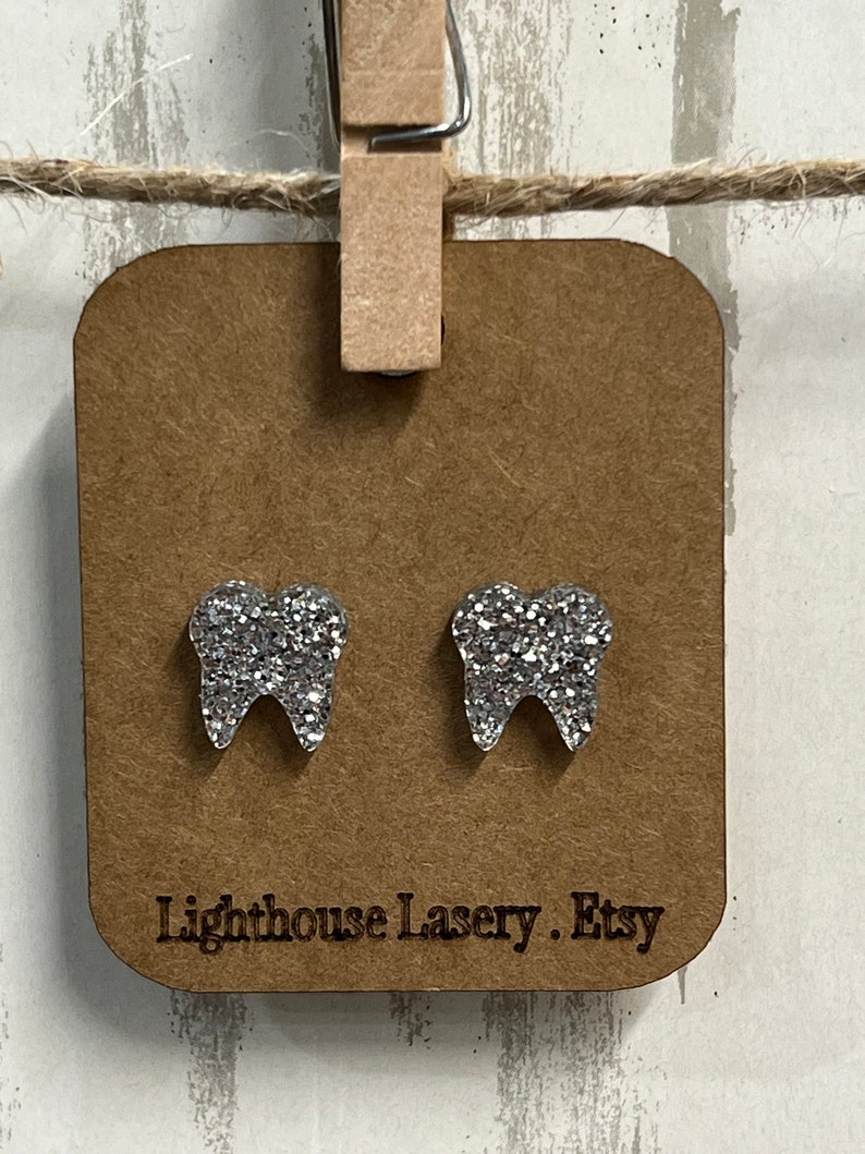 Acrylic Laser Cut Tooth Stainless Steel Stud Earrings - Etsy
