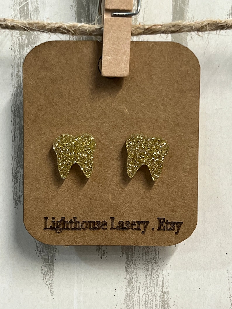 Acrylic Laser Cut Tooth Stainless Steel Stud Earrings - Etsy