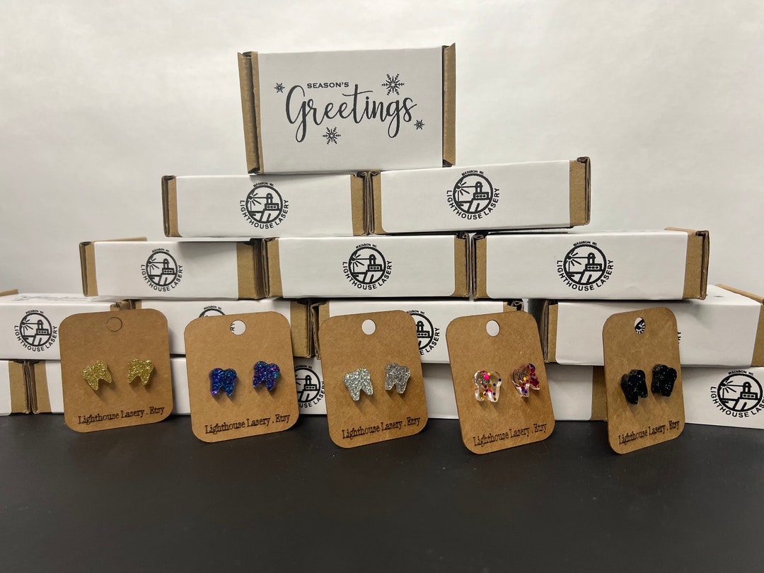 Acrylic Laser Cut Tooth Stainless Steel Stud Earrings - Etsy