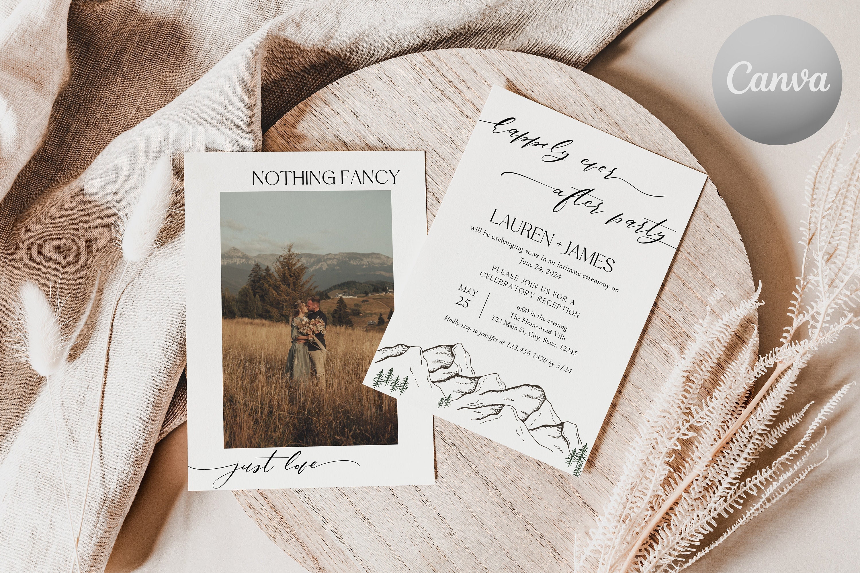Rustic Woods Elopement Party Invitation Photo Elopement Announcement ...