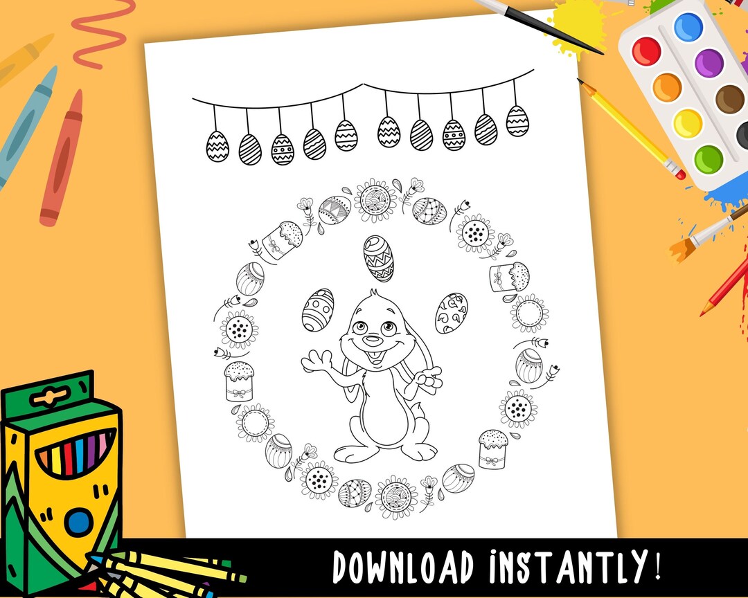 Bunny Eggs Coloring Pages for Kids School Classroom Activity - Etsy