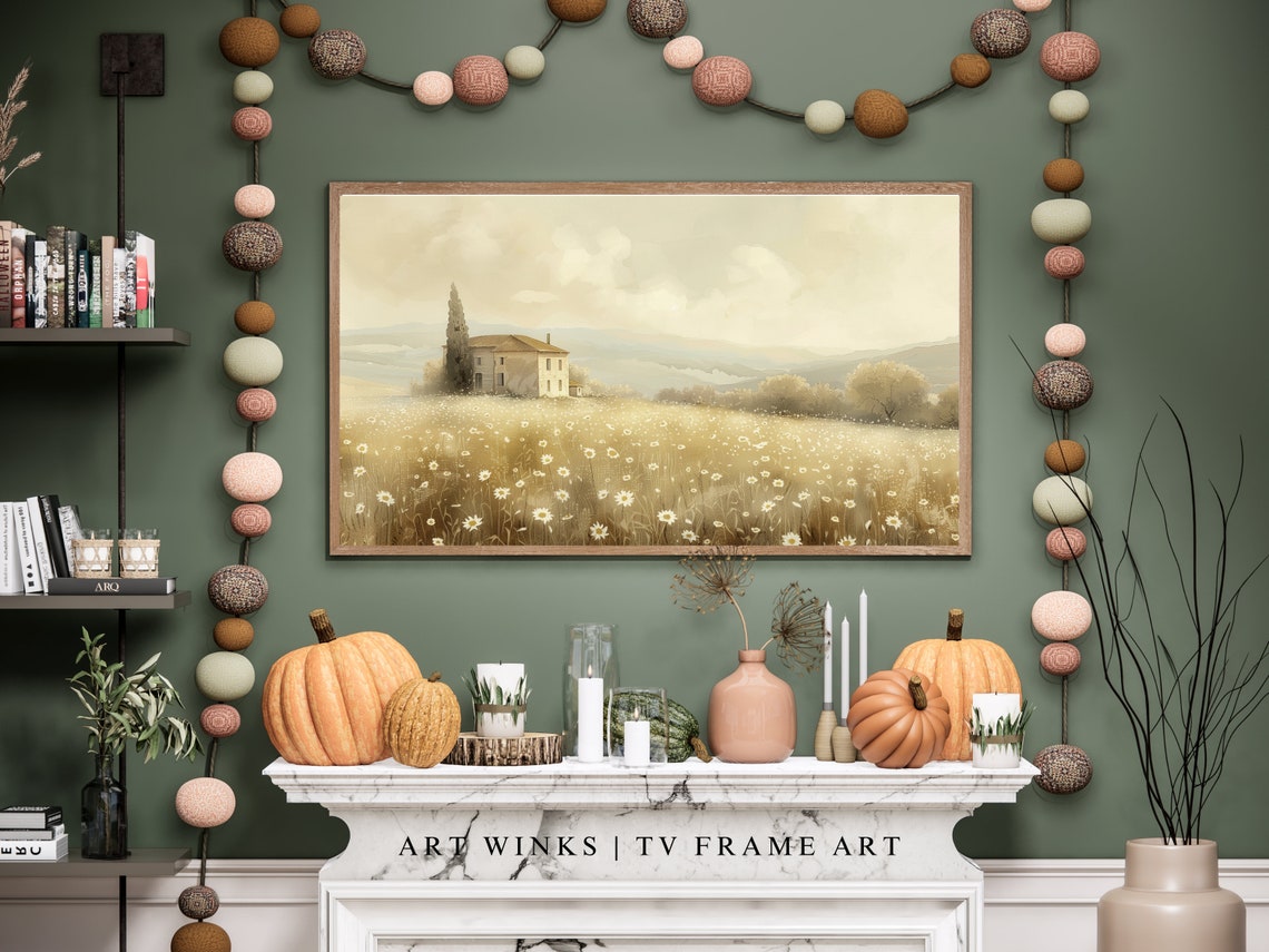 Samsung Frame TV, Tuscan Rustic Villa Amidst Golden Meadow, Countryside ...