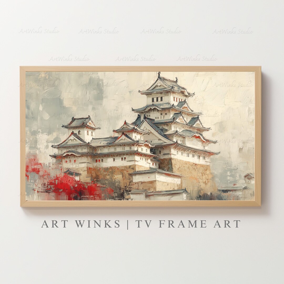 Frame TV Art, Kyoto Himeji Castle Oil Painting Print, Traditional ...