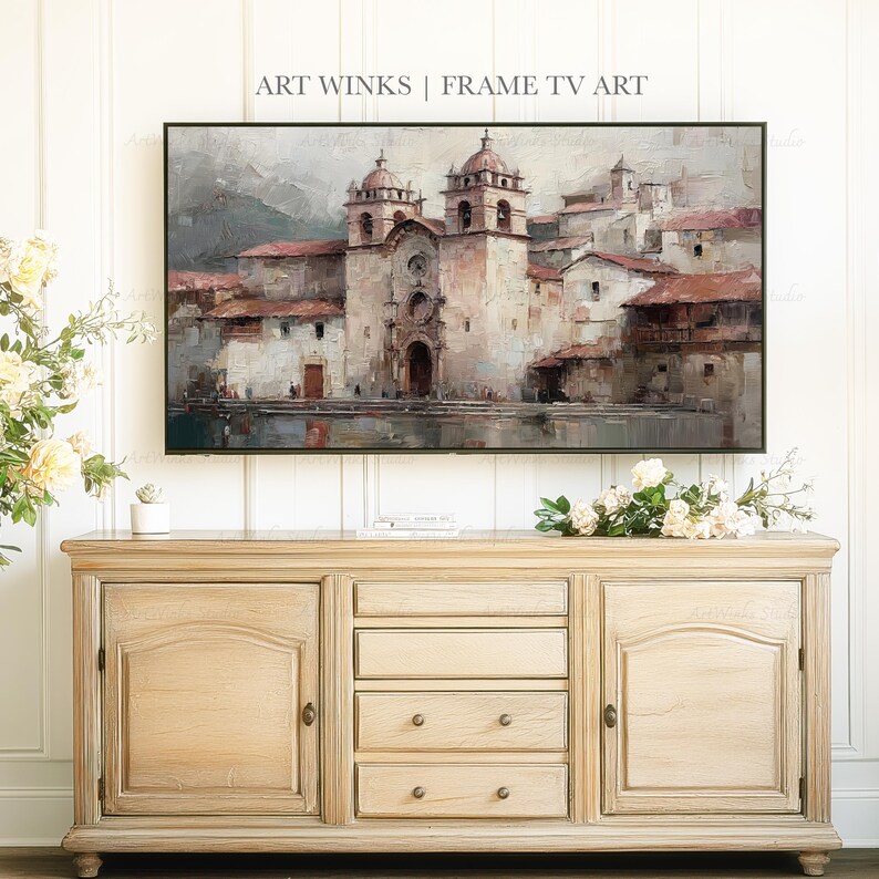 Frame TV Art, Cusco Peru Colonial Art, Vintage Andean Architecture ...