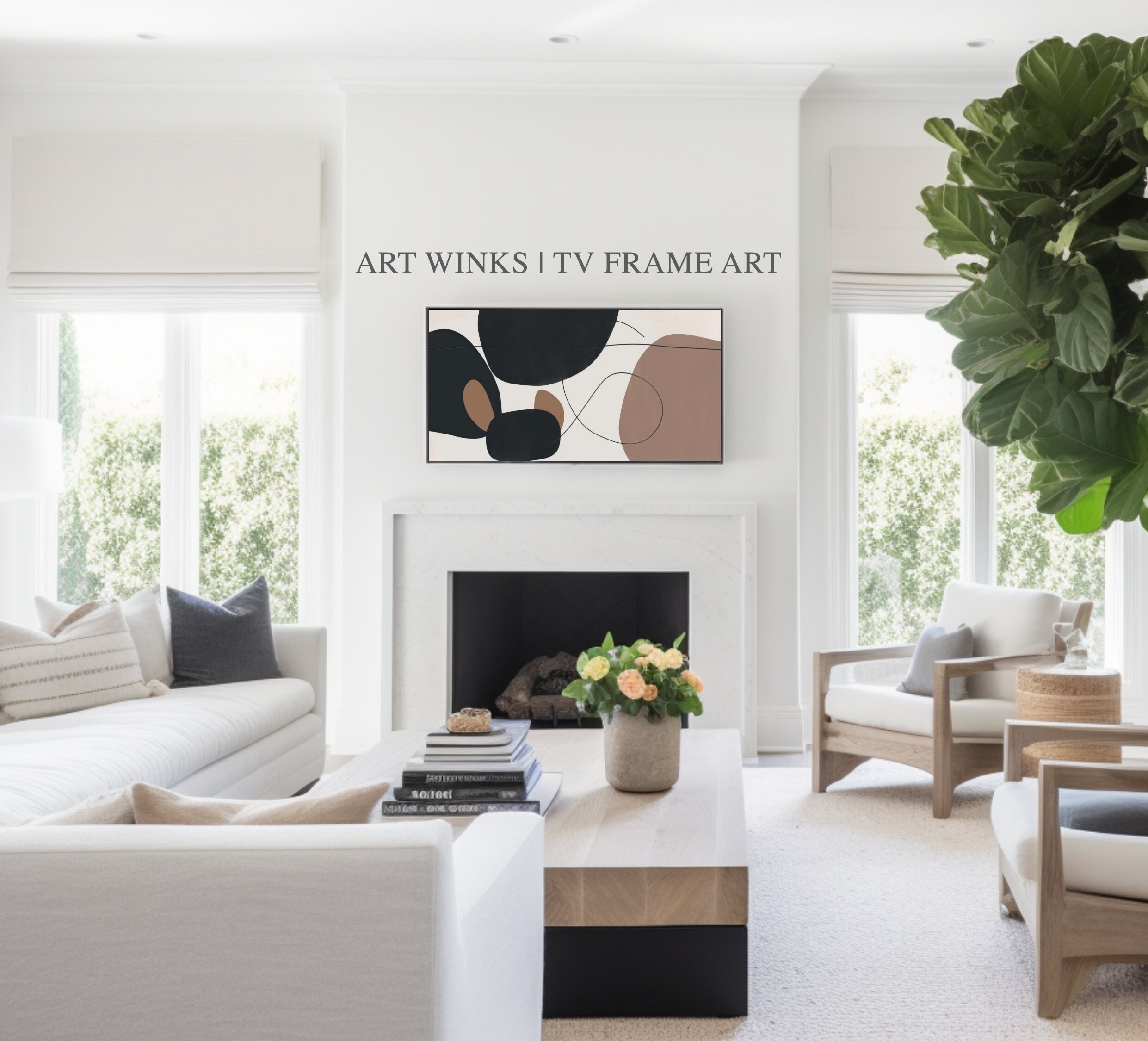 Abstract Lines and Shapes Frame TV Art, Moody Room, Frame TV Art Modern ...