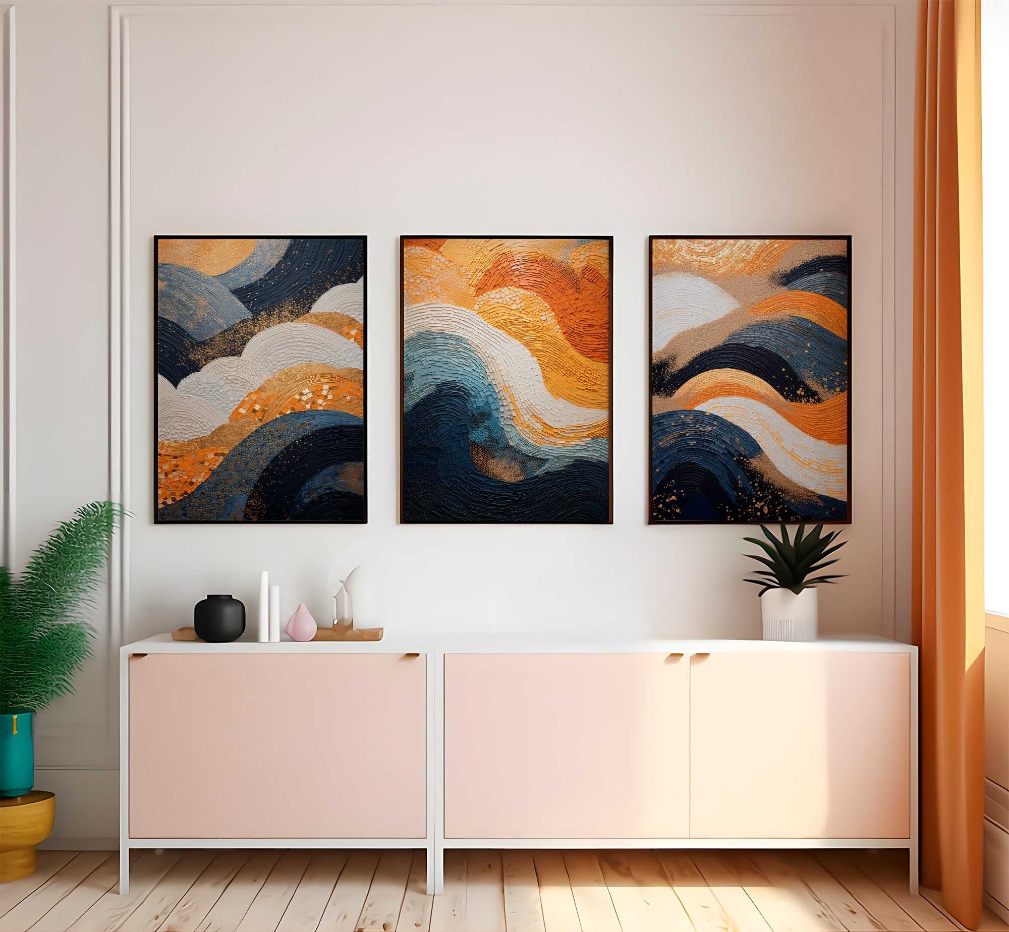 Textured Modern Abstract Wall Art Digital Prints Set of 3 - Etsy