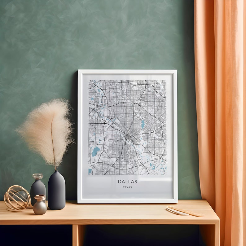 Dallas Map Print, Map Poster, Printable Map, City Map Print, Map Wall ...