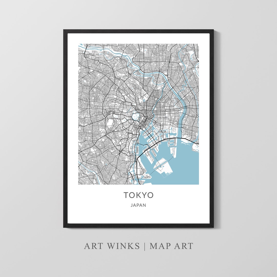 Tokyo Map Print, Map Poster, Japan Map, City Map Print, Map Wall Art ...