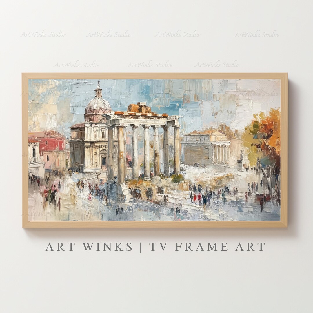 Rome Oil Painting Frame TV Art, Vintage Italian Architecture Wall Art ...