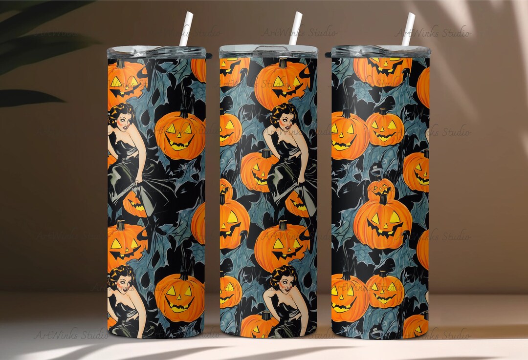 Vintage Pulp Magazine Style Halloween Glamour Tumbler Wrap, 20 Oz ...
